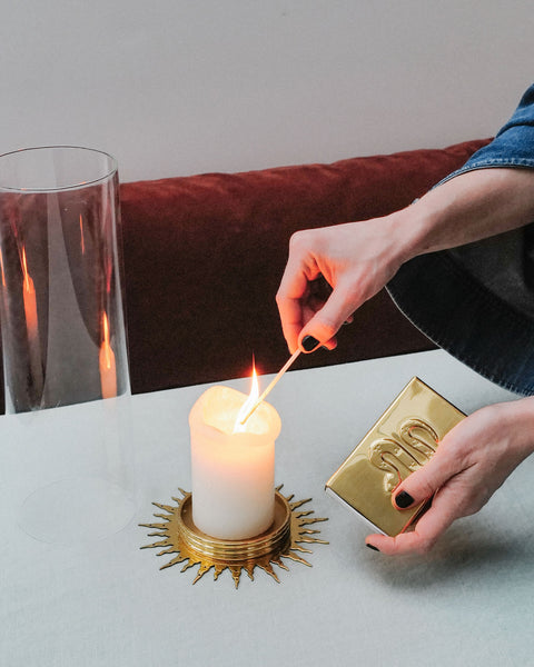 Sunburst Pillar Candle Holder, Brass – MATILDA GOAD & CO.